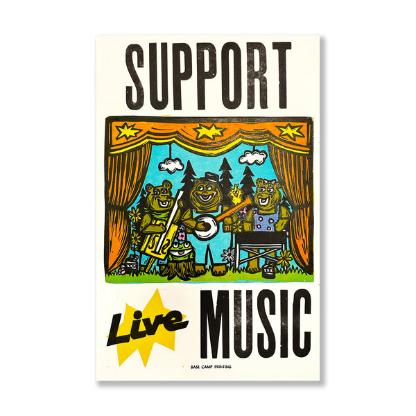 Support Live Music 11x17 Print - Base Camp Printing Co.
