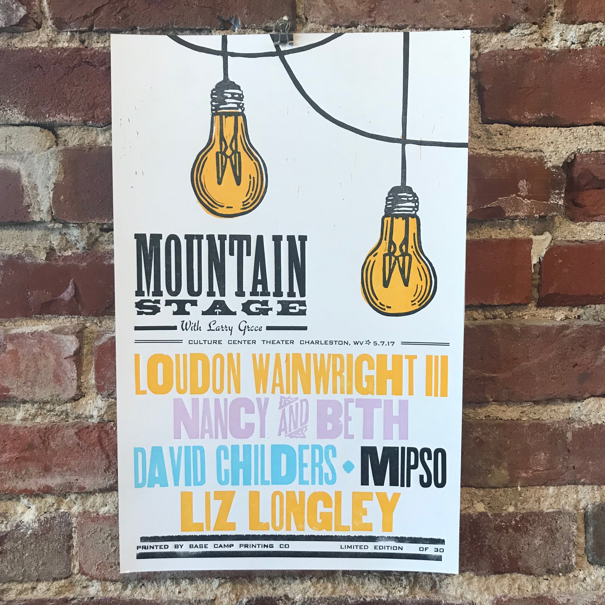 May 7th, 2017 Mountain Stage Poster - Base Camp Printing Co.
