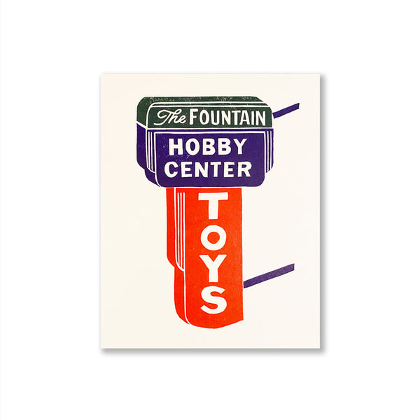 Fountain Hobby Sign 8x10 Print - Base Camp Printing Co.