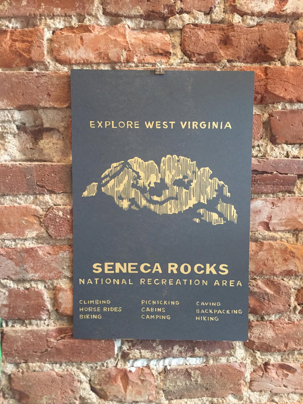 Seneca Rocks Explore WV 12x18 Print - Base Camp Printing Co.