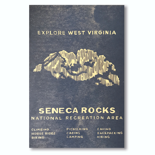 Seneca Rocks Explore WV 12x18 Print - Base Camp Printing Co.